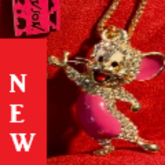 Betsey Johnson | Jewelry | Betsey Johnson Rhinestone Enamel Pink Mouse ...